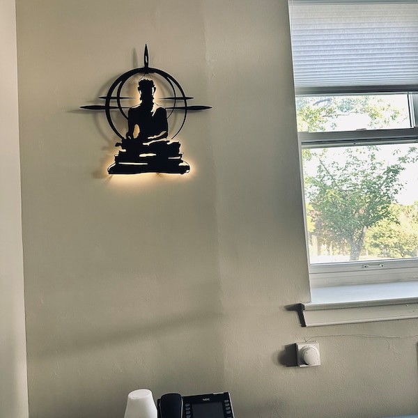 Buddha Metal Wall Sign, Hindu Wall Art, Yoga Studio Decor, Meditation ...