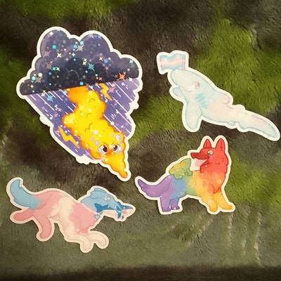 Rainbow Carnotaurus Plushie Sticker Holographic Dinosaur - Etsy
