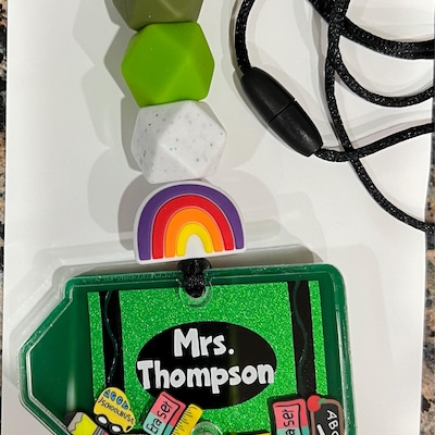 Teacher Lanyard Open Book Lanyard Librarian Lanyard Silicone Bead ...