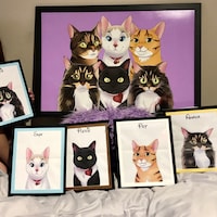 Custom Pet Cartoon Portraits,custom Cartoon Dog Portraits,cat Portraits ...