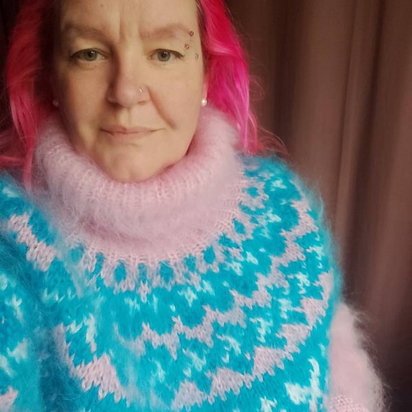 Gray English Rib Oversized Wool Sweater, Thick Hand Knitted Jumper Made ...