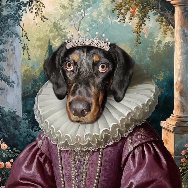 Custom Pet Portrait Regal,custom Family Pet Portrait,2 Pet Portraits ...