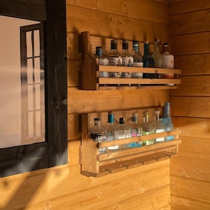 Handmade Bespoke Reclaimed Wooden Floating Gin Shelf and Bottle Rack ...