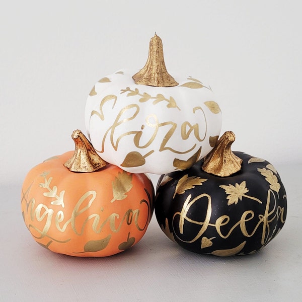 Personalised Pumpkin - Hand-painted Calligraphy Mini Pumpkins - Mini ...