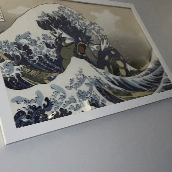 Gyarados Poster, Pokémon Poster, Vintage Artwork, Japanese Great Wave ...