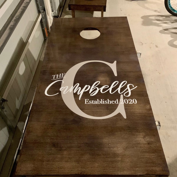 Custom Corn Hole Decals Wedding Monogram Cornhole Board Decals Personalized Bean Bag Toss ...