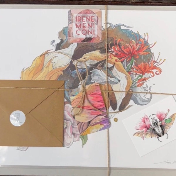 PRINT Limited Edition Ren'art, Foxes and Flowers, Giclée Print, Fine ...