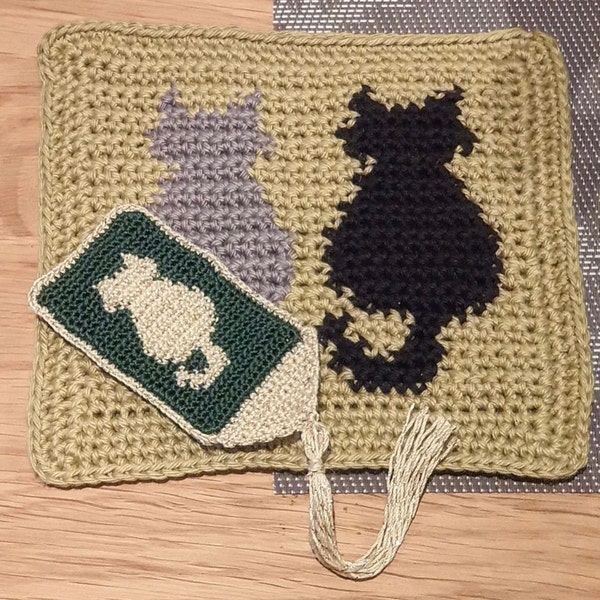 Cat Crochet Pattern, Cats in Love Potholders Single Crochet SC Graph ...