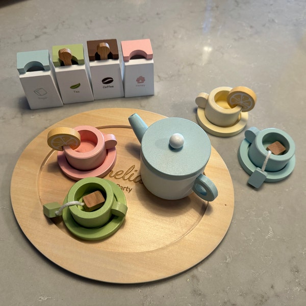 Personalized Wooden Afternoon Tea Play Set - Pretend Home Play ...