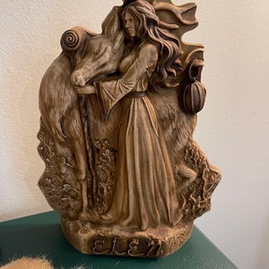 Lofn Goddess Statue, Wood Carved, Wooden Statue for Scandinavian, Norse ...