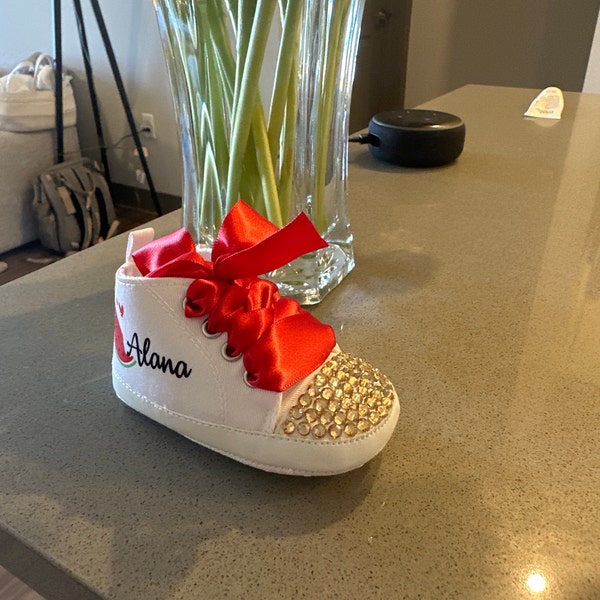 One in a Melon First Birthday, Baby Girl Booties,sweet One Shoes,one in ...