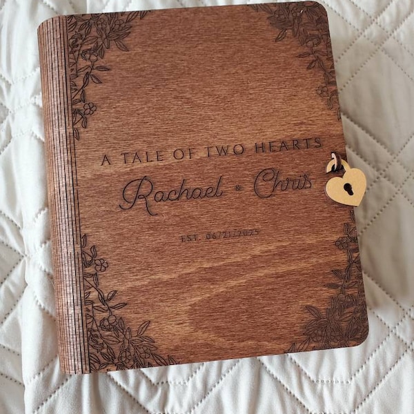Memory Book for Couples Wood, Keepsake Chest, Personalized Gifts, 5th ...