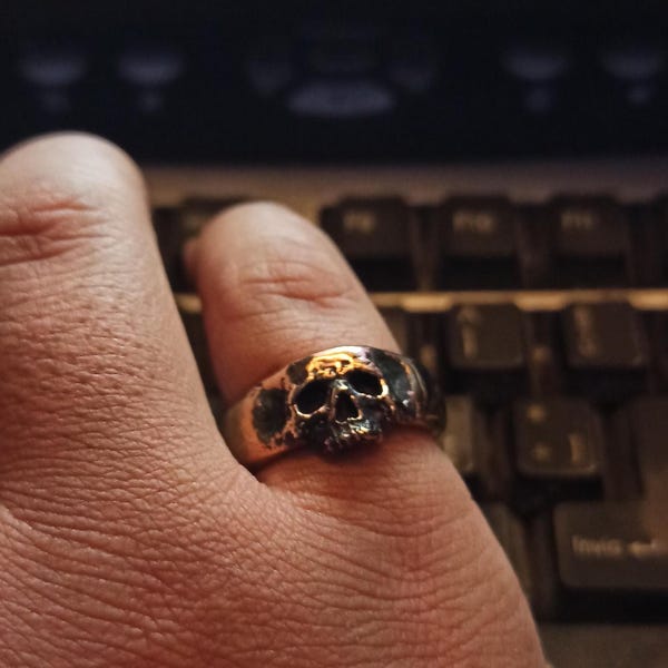 UNDEAD PRIEST Ring (handmade Gothic Ring • 925 Silver & Gold Skull Ring ...