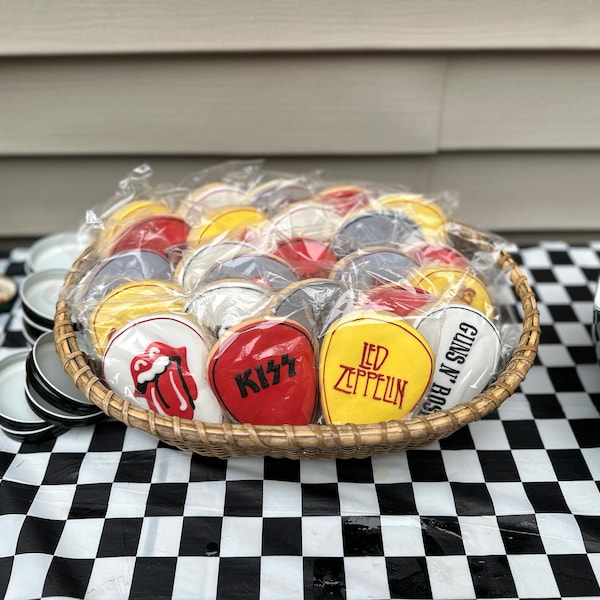 24 Large Guitar Picks Rock Band Name Custom Cookies, Personalized ...