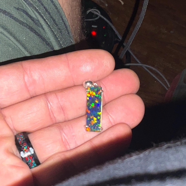 A+black Solid Opal Black Flame Raw Pendant, 925 Sterling Silver Chain ...