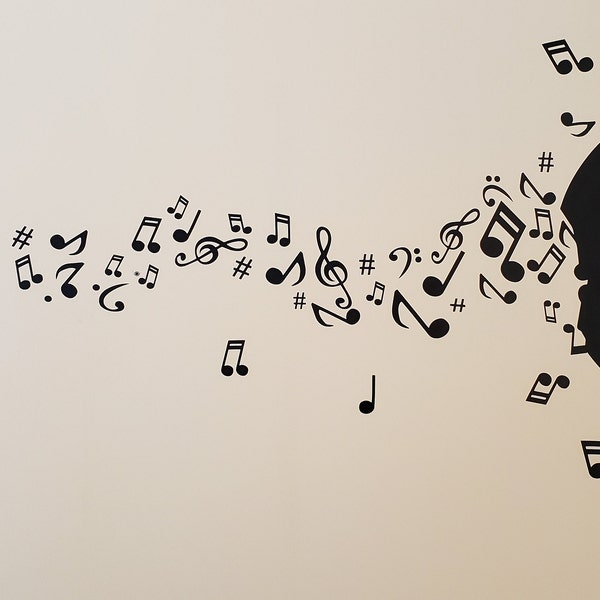Musical Notation With Disc Wall Decals Musical Mark Vinyl Wall Sticker ...