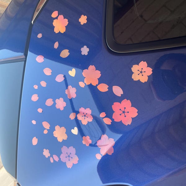 Holographic Sakura Flower and Sakura Petals Decal Sheet | Cute Decal ...