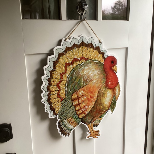 Turkey Door Hanger, Fall, Thanksgiving, Door Decor, Happy Fall, Drez ...