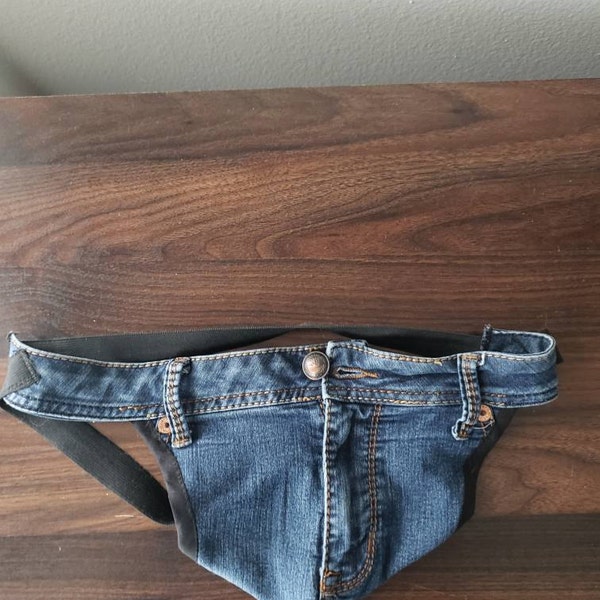 Men's Denim Jeans Zipper Front Jockstrap Jock - Etsy
