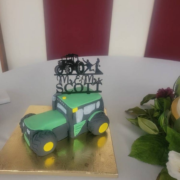 Tractor Wedding Cake Topper, Farmer Wedding Cake Topper, Bride Dragging ...