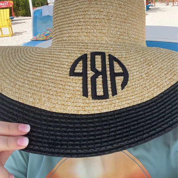 Personalized Beach Hat Custom Embroidered Floppy Sun Hat Womens Straw ...