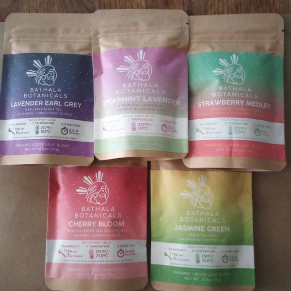 Loose Leaf Flavorful Tea Flight Sampler Pack Bathala Botanicals Choose ...