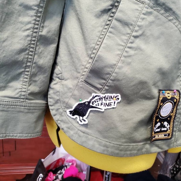 Everything is Fine Raven Iron-on Patch | Humorous Crow Embroidered ...