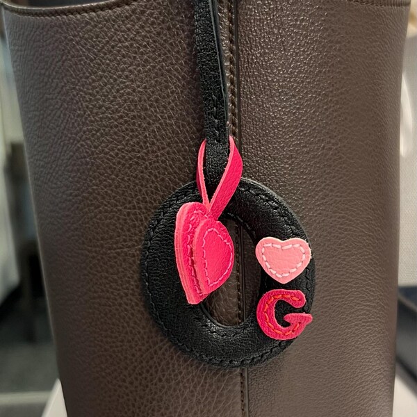 Personalized Monogram Letter Genuine Leather Bag Charm, Custom Handmade ...