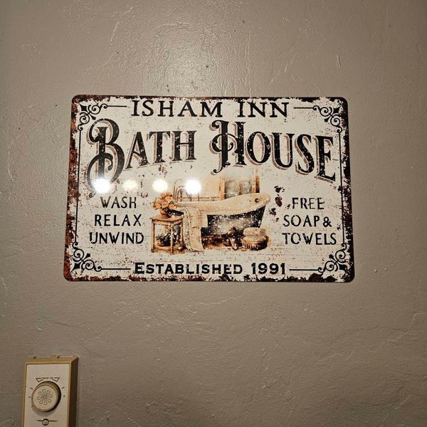 Personalized Custom BATH HOUSE Metal Bathroom Sign Decoration Modern ...