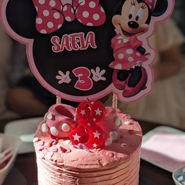Minnie Mouse Pink Cake Topper, Minnie Mouse Pink Birthday Cake Topper ...