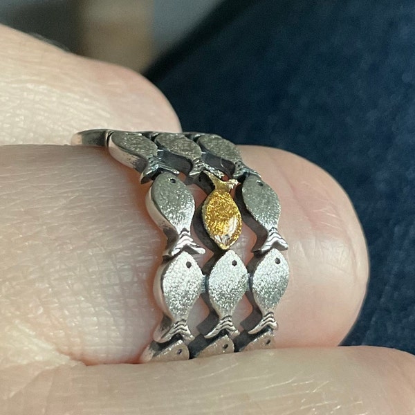 Swimming Against the Current. Sterling Adjustable Ring. School of Fish ...