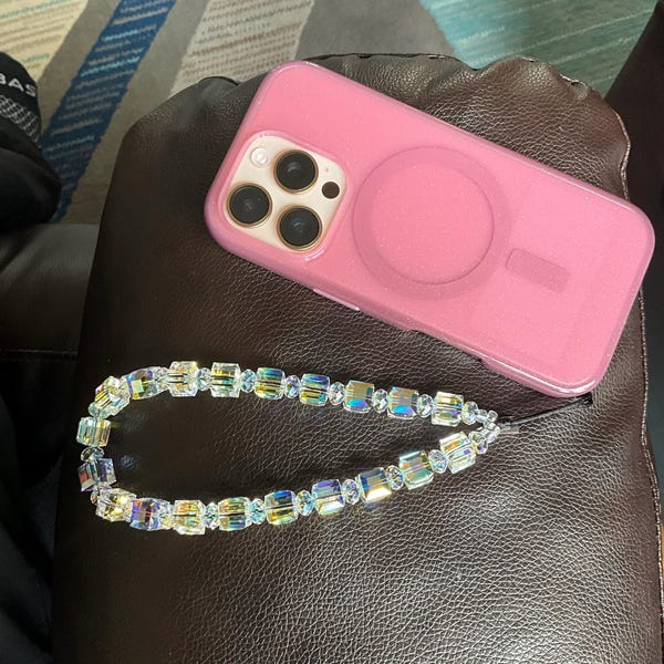 Colorful Candy Heart Phone Charm Strap, Sparkly Cute Wrist Phone ...