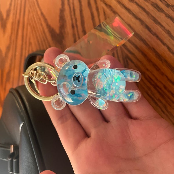 Glitter Bear Keychain – Cute Sparkly Keychain in Galaxy, Candy, Rain ...