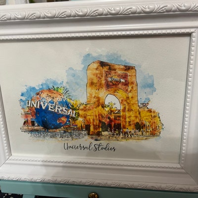 Universal Orlando Park Icons, Watercolour Sketch Print, Universal ...