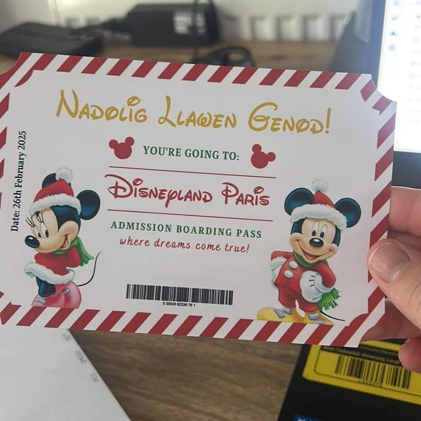 Christmas Disneyworld Ticket Printable Theme Park Surprise Reveal ...
