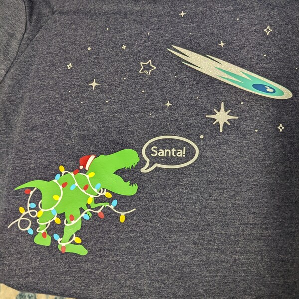 Christmas Dinosaur Svg, Santa T-rex Svg, Dinosaur With Lights Svg ...