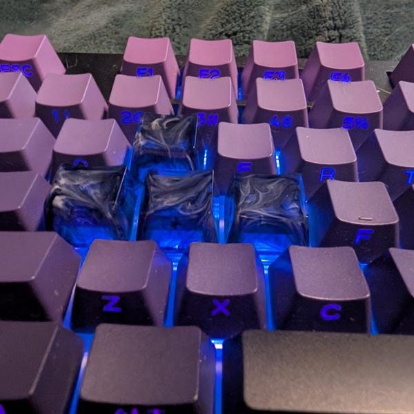 Dark Marble Keycap - Custom Resin Artisan (black & White Swirl) | OEM ...