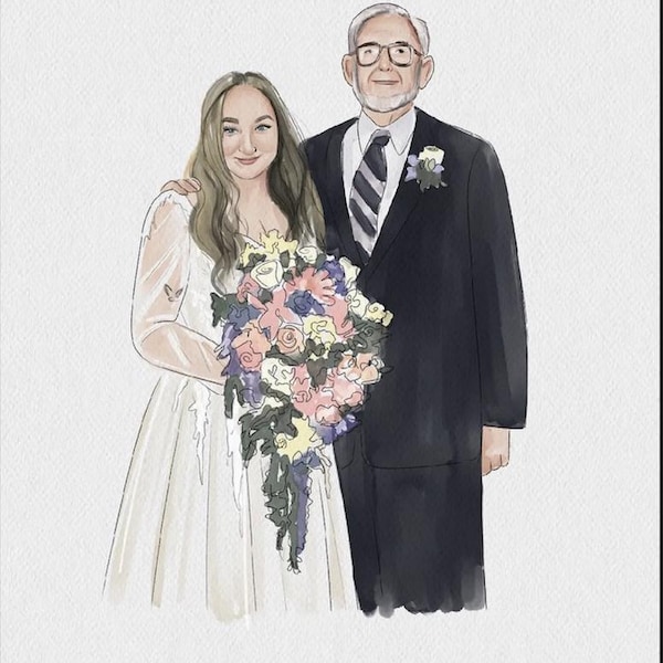 Personalised Watercolour Portrait, Anniversary Present, Wedding ...