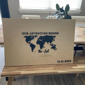 3D World Map Wedding Guest Book Alternative, Our Adventure Awaits ...
