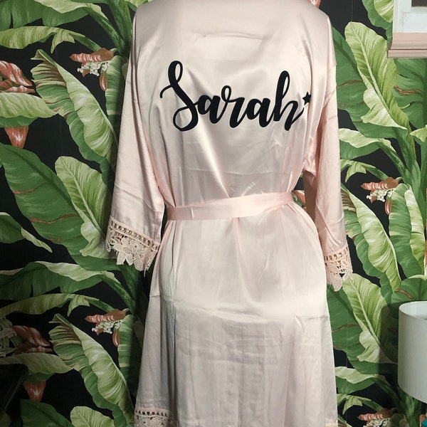 Silky Chunky Lace Robe, Bridesmaid Robes, Bride Robe, Bridal Party Robe ...
