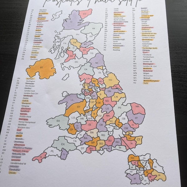 PRINTABLE POSTCODE MAP // Downloadable // Postcode Map // Watermark is ...