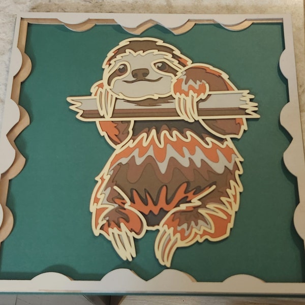 Sloth Multilayer 3D SVG/ Sloth 3D Mandala/ Sloth Paper Cut/ Plywood Cut 3D Mandala/ Sloth ...