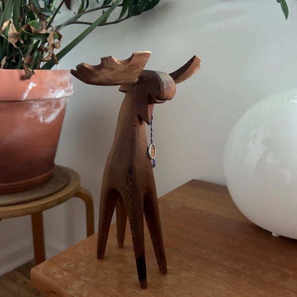 1950s Swedish Wood Carving Moose Elk by Kalle Berglund Retro Antique ...