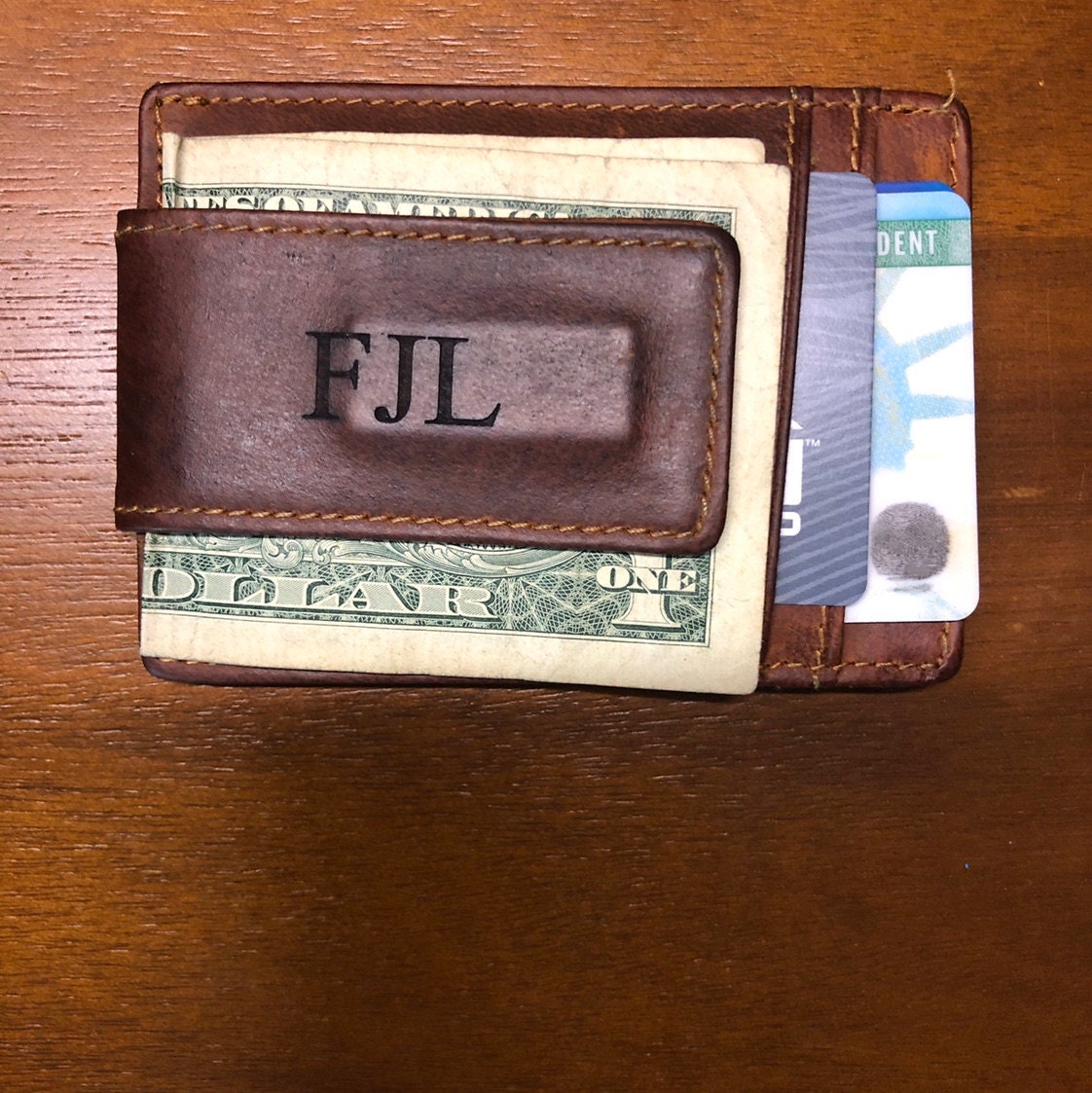 Money Clip wallet, Personalized Leather Money Clip Wallet. Boyfriend ...