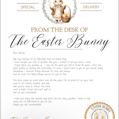 EDITABLE Official Easter Bunny Letter From the Desk of the Easter Bunny ...