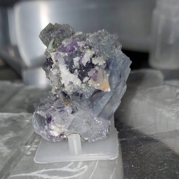 Rare QR Code Purple Fluorite Twin Crystal - Natural Mineral Specimen ...