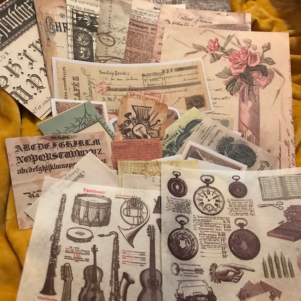 Material Packs by MO•CARD - Vintage Style Paper and Sticker Sets for ...