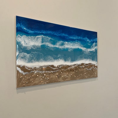 Resin Beach Painting, Ocean Epoxy Art, Resin Art Wall Art, Epoxy Resin ...