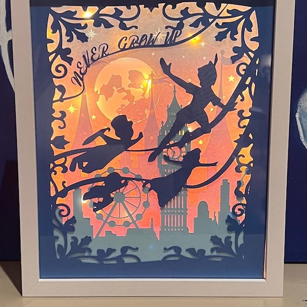 Peter Pan Fairytale Shadow Box SVG Template, Never Grow up Papercut ...
