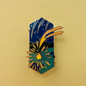 Meteor Pin Celestial Scene Anime Gold Comet Star Flame Castle Space ...